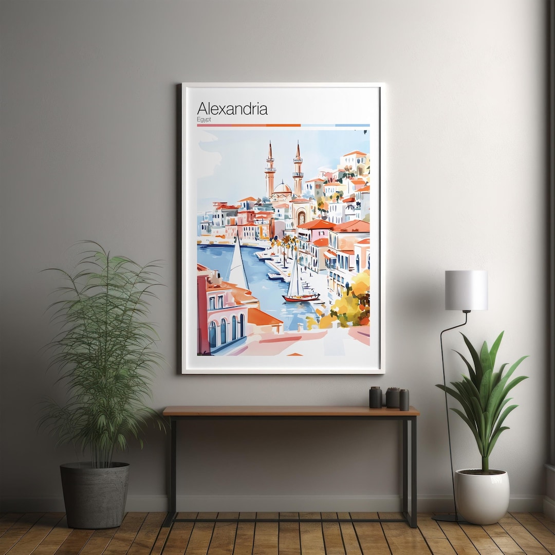 Alexandria Art Print - Alexandria Travel Poster / Egypt Wall Art Print ...