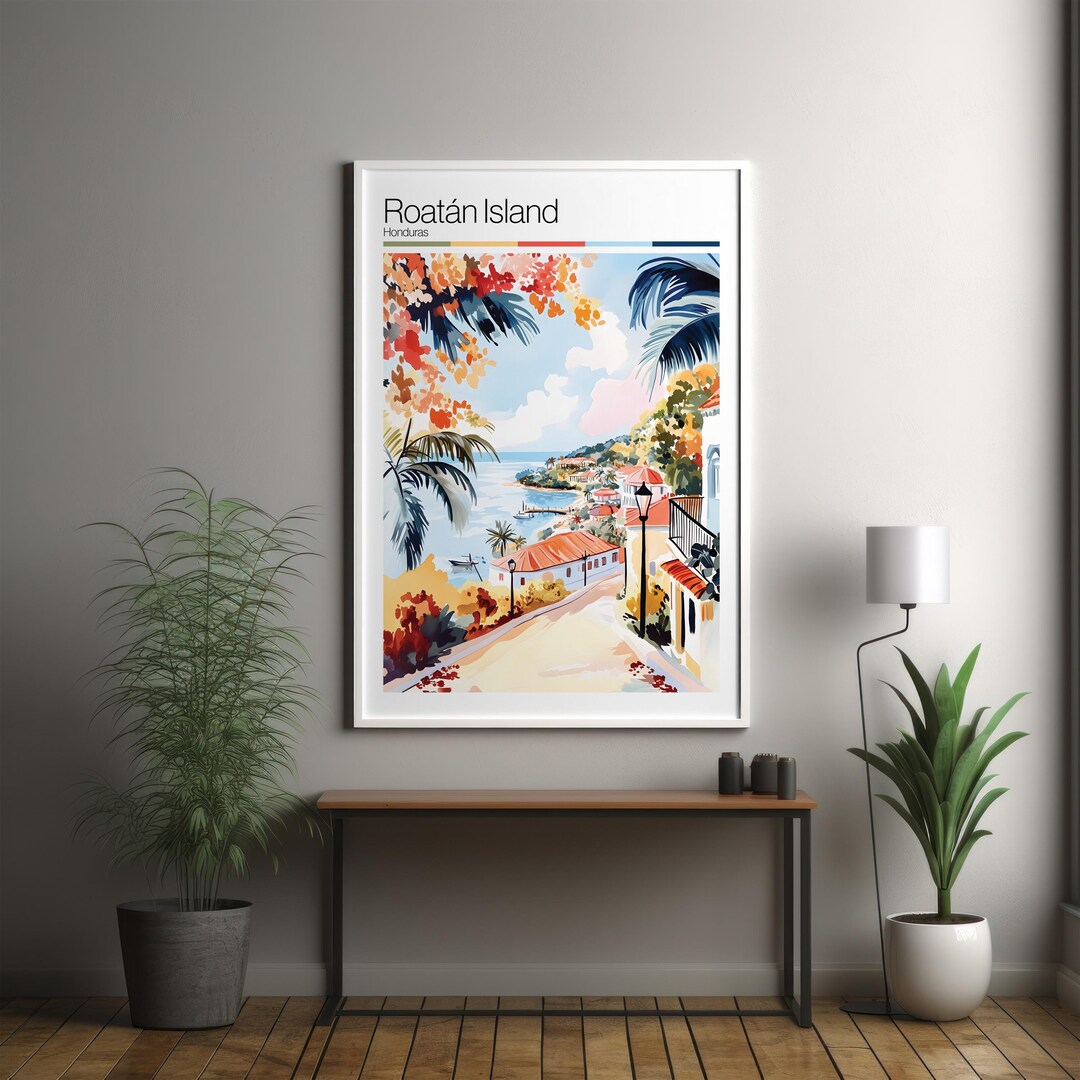 Roatan Island Art Print - Roatan Island Travel Poster / Honduras Island ...