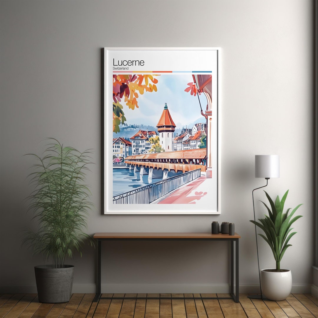 Lucerne Art Print - Lucerne Travel Poster / Switzerland Wall Art Print ...