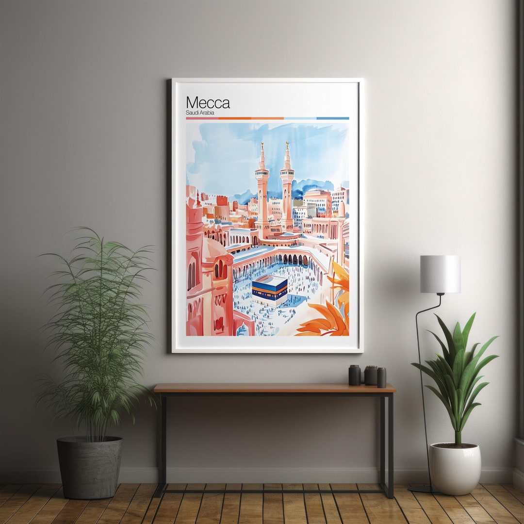 Mecca Art Print - Mecca Travel Poster / Saudi Arabia Wall Art Print ...