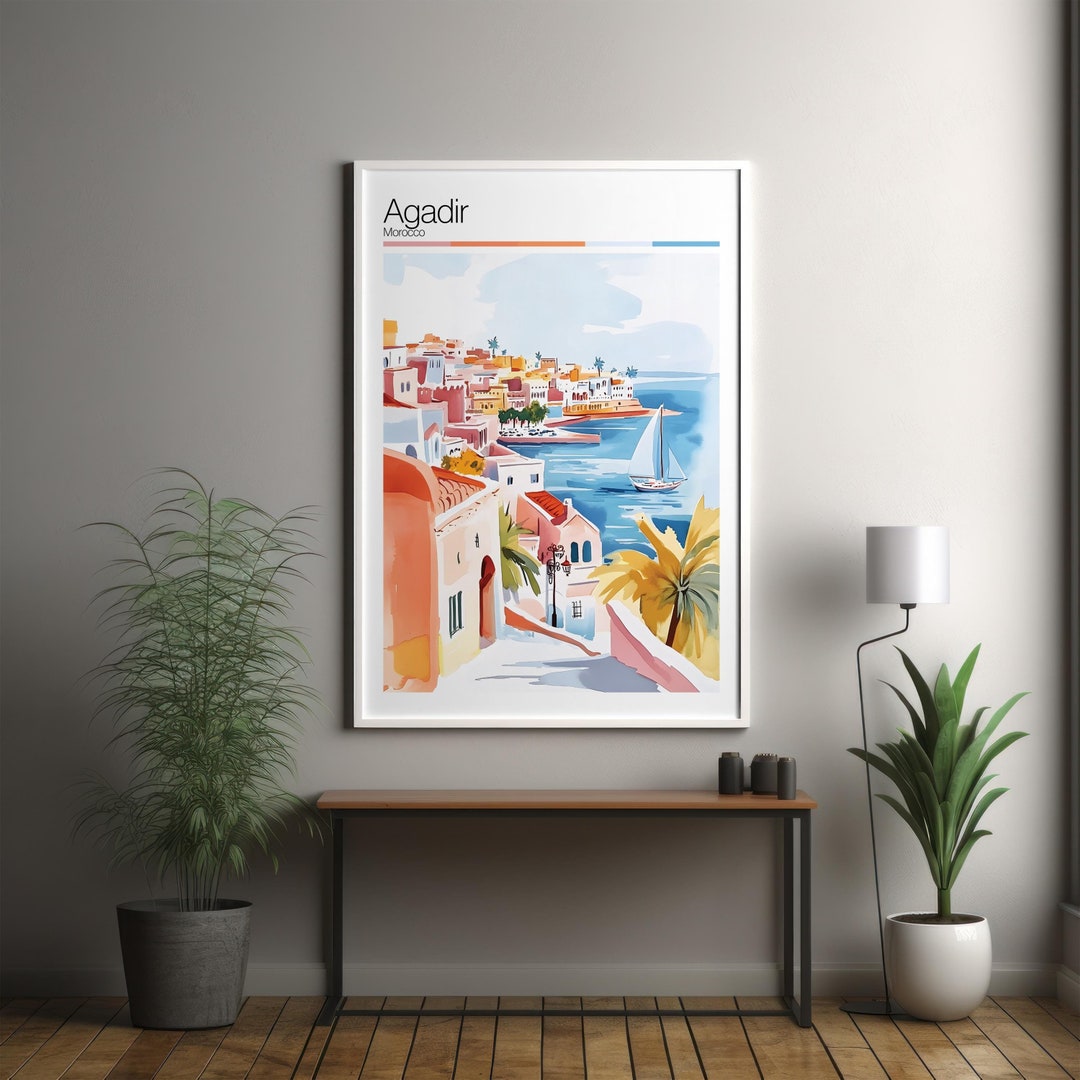Agadir Art Print - Agadir Travel Poster / Morocco Wall Art Print ...