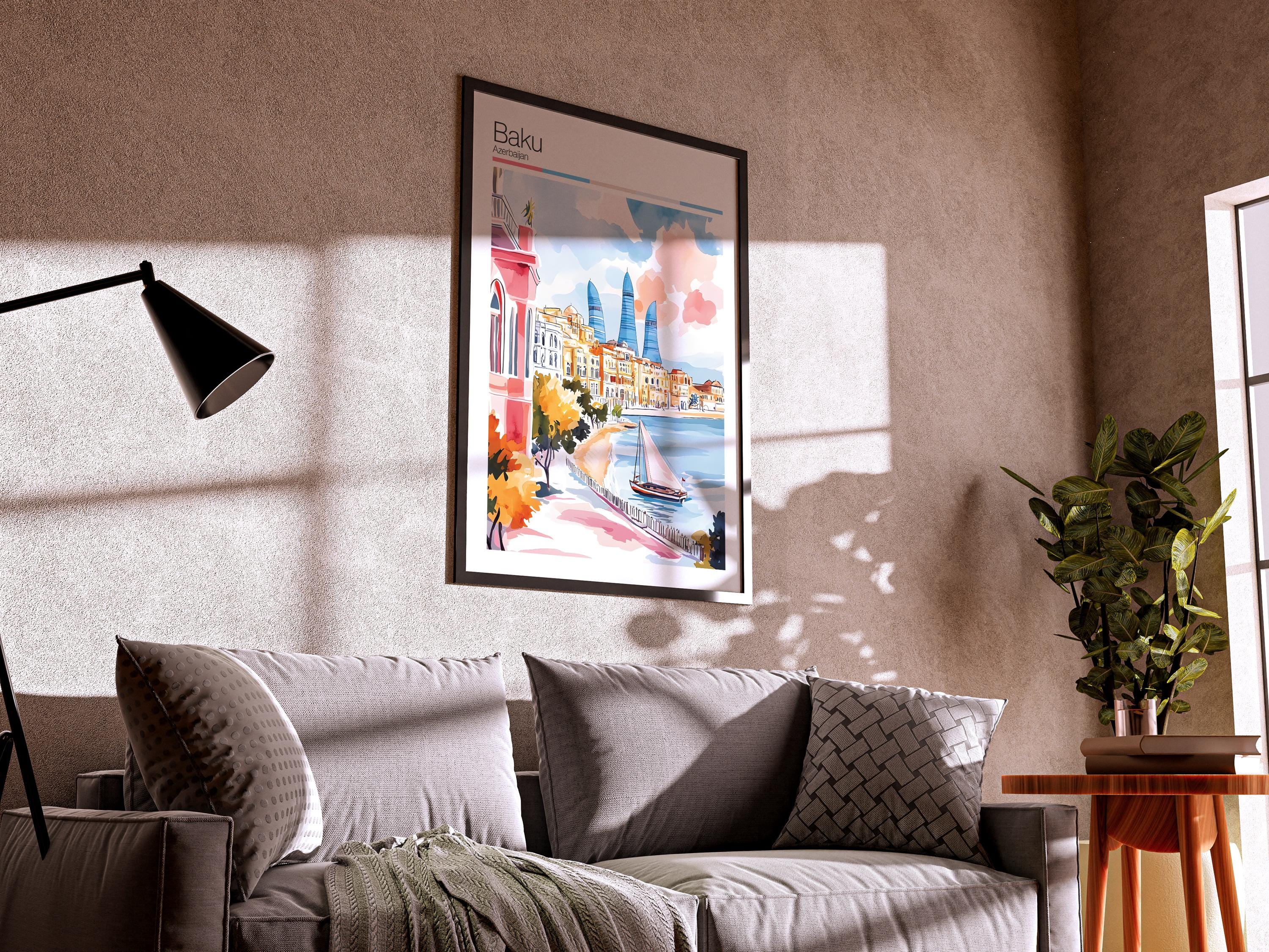 Baku Art Print - Baku Travel Poster / Azerbaijan Wall Art Print ...