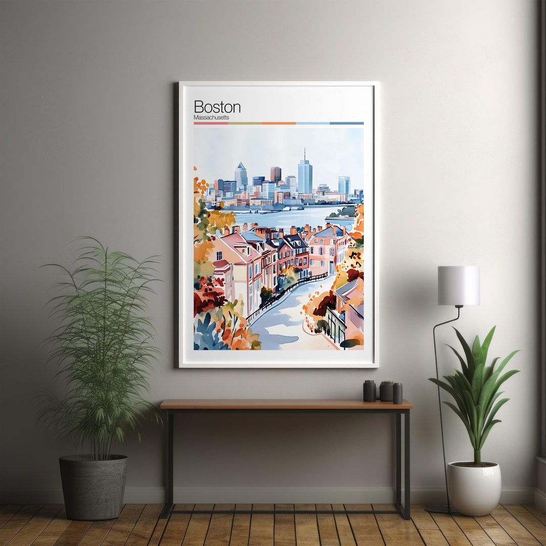 Boston Art Print - Boston Travel Poster / Massachusetts Wall Art Print ...