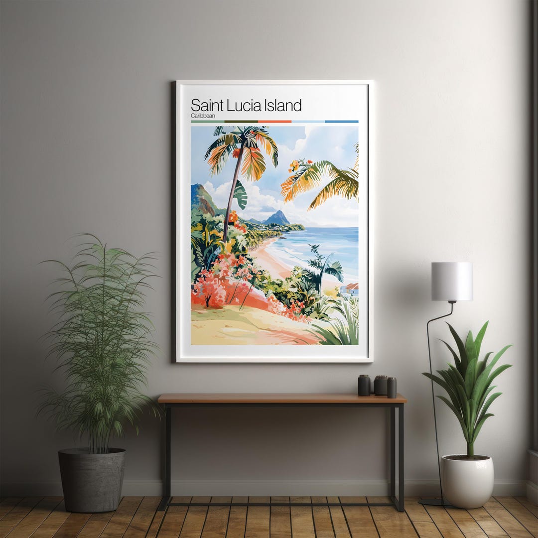 Saint Lucia Island Travel Poster - Saint Lucia Island Art Print ...