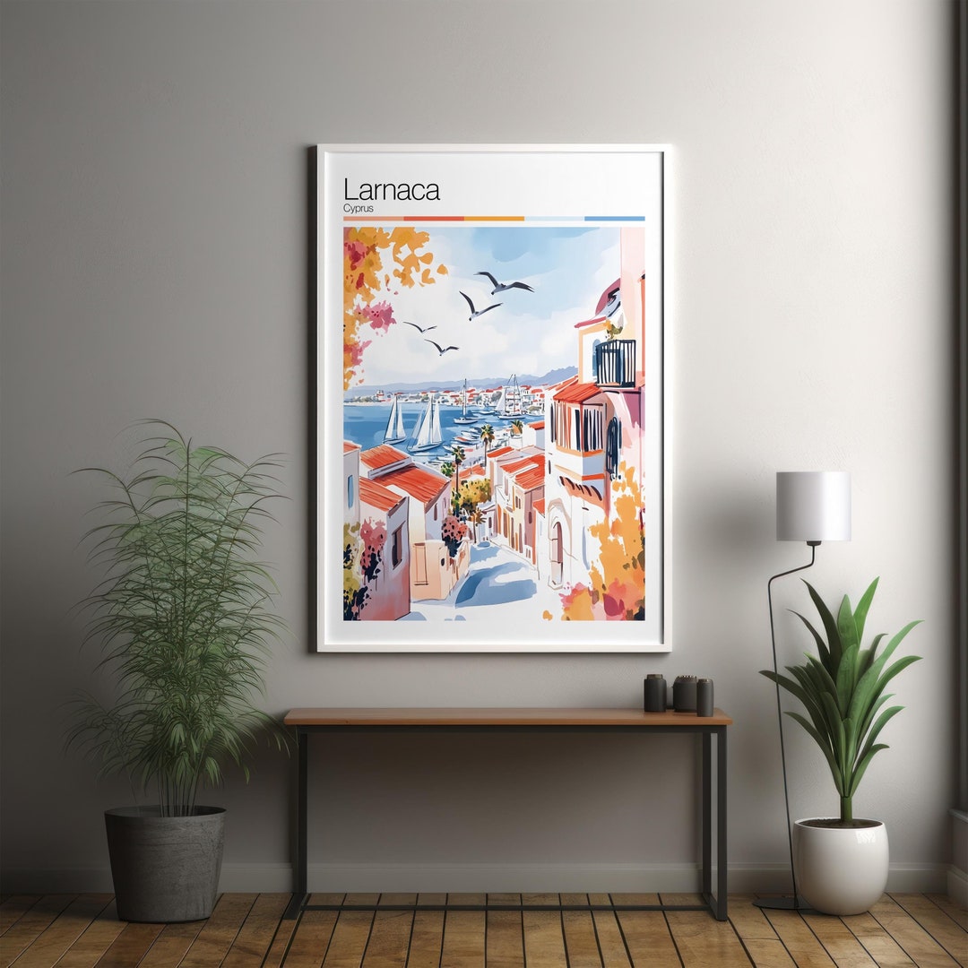 Larnaca Art Print - Larnaca Travel Poster / Cyprus Wall Art Print ...