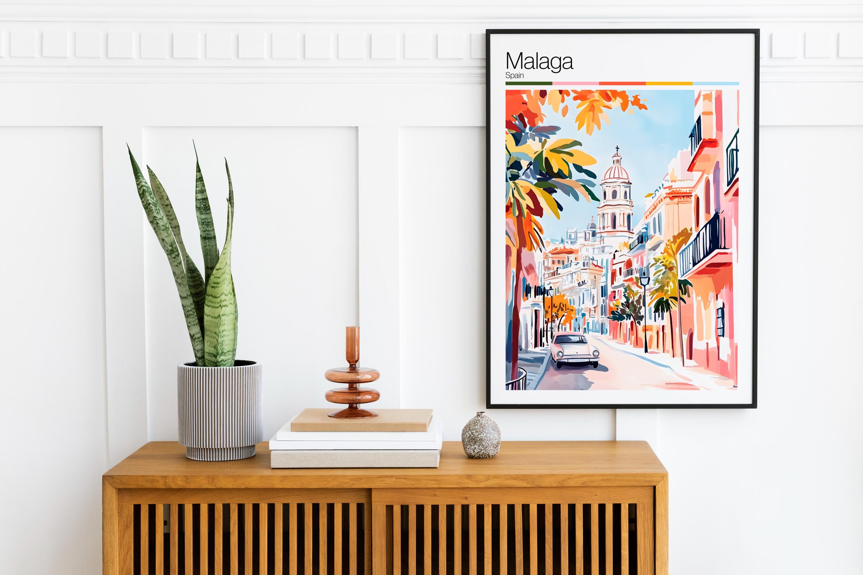 Malaga Poster Malaga Travel Print / Spain Wall Art Print / Spain Home ...