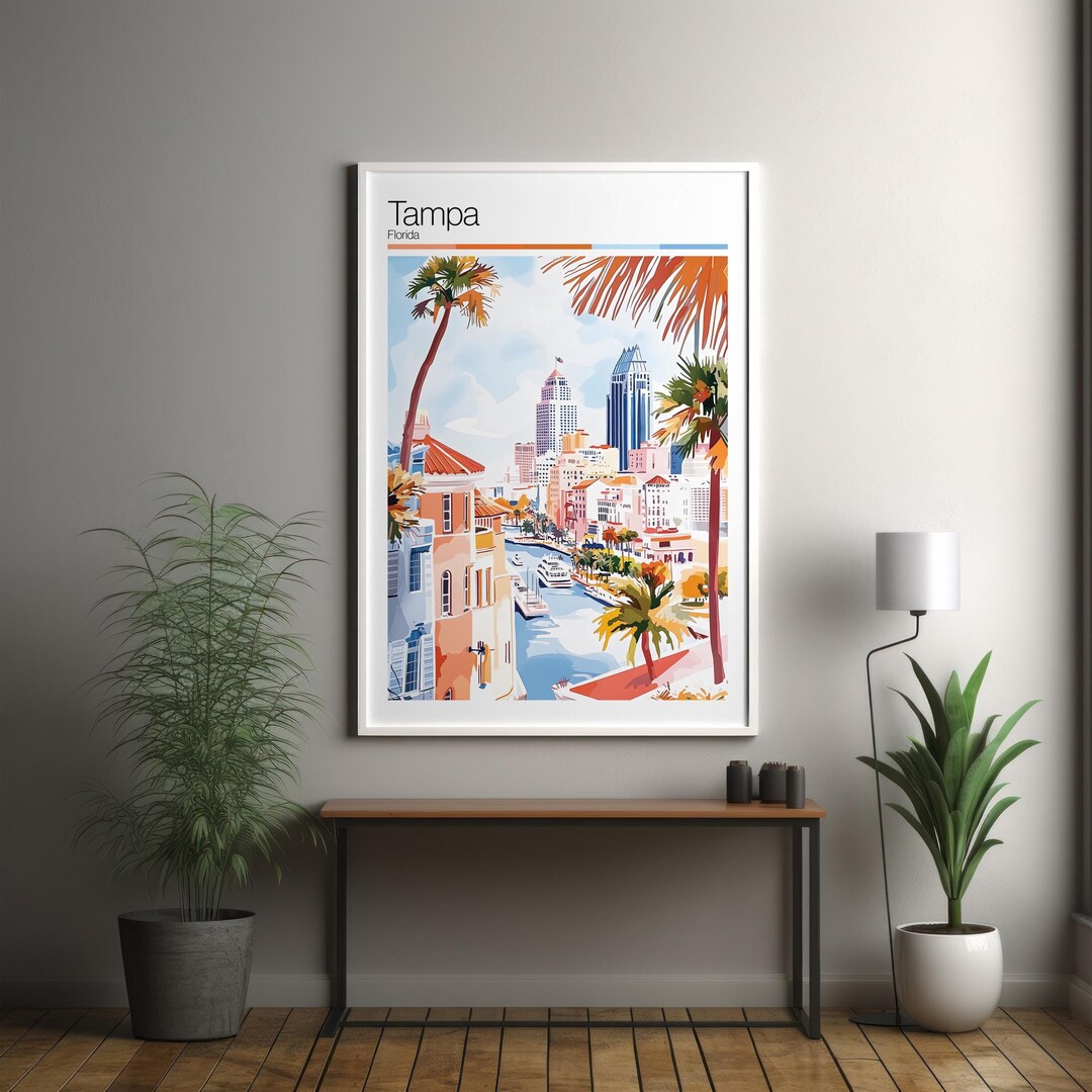 Tampa Art Print - Tampa Travel Poster / Florida Wall Art Print / United ...