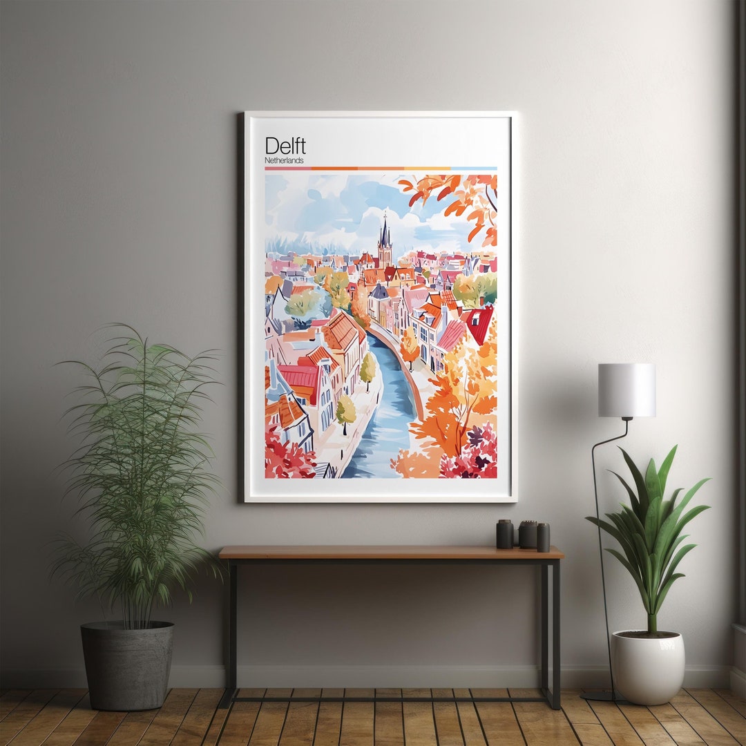 Delft Art Print - Delft Travel Poster / Netherlands Wall Art Print ...