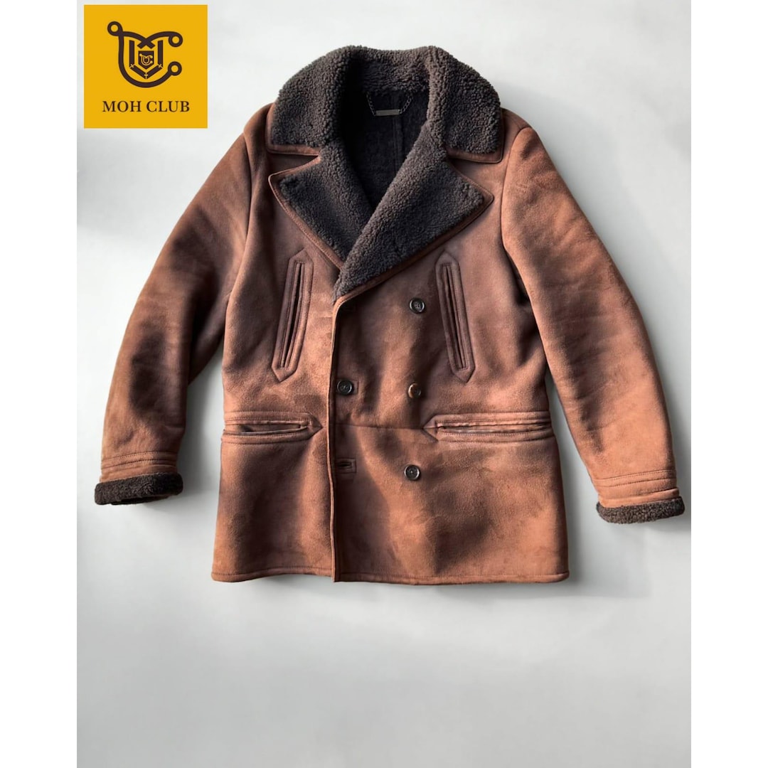 Vintage Suede Leather Jacket Sheepskin Coat, Men Suede Coat, Western ...