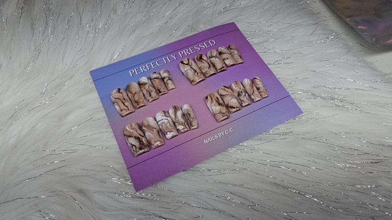 Coffee Dreams Press-on Nails: 20-piece Set, Reusable, Includes ...