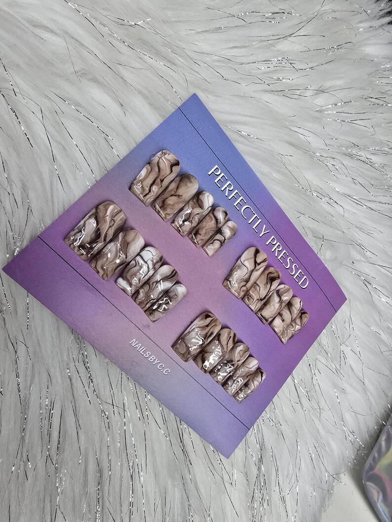 Coffee Dreams Press-on Nails: 20-piece Set, Reusable, Includes ...
