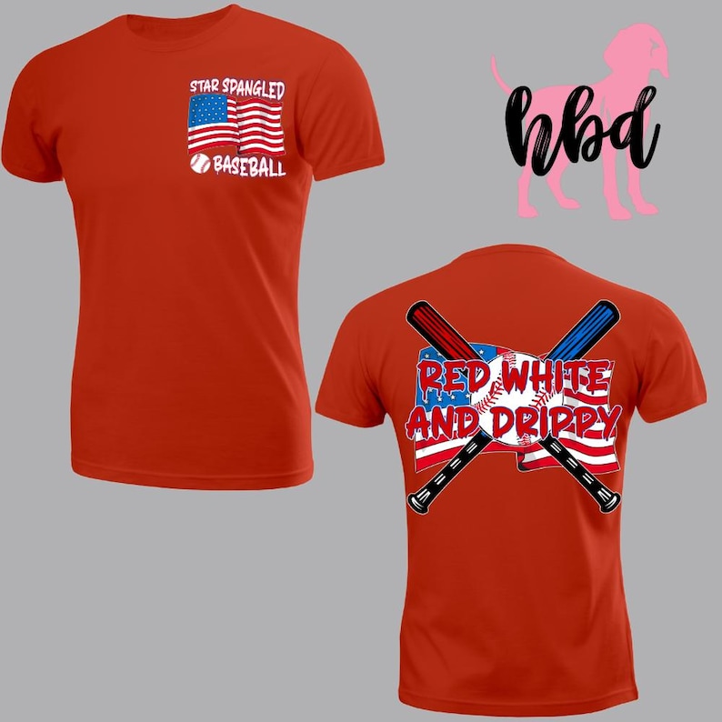 4th Patriotic Baseball Red White Drippy Set of 2 Designs - Etsy
