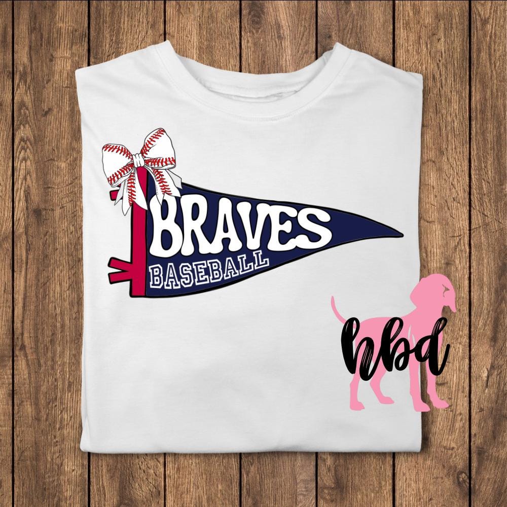 Baseball Bow Pennant Flag Brave PNG File - Etsy