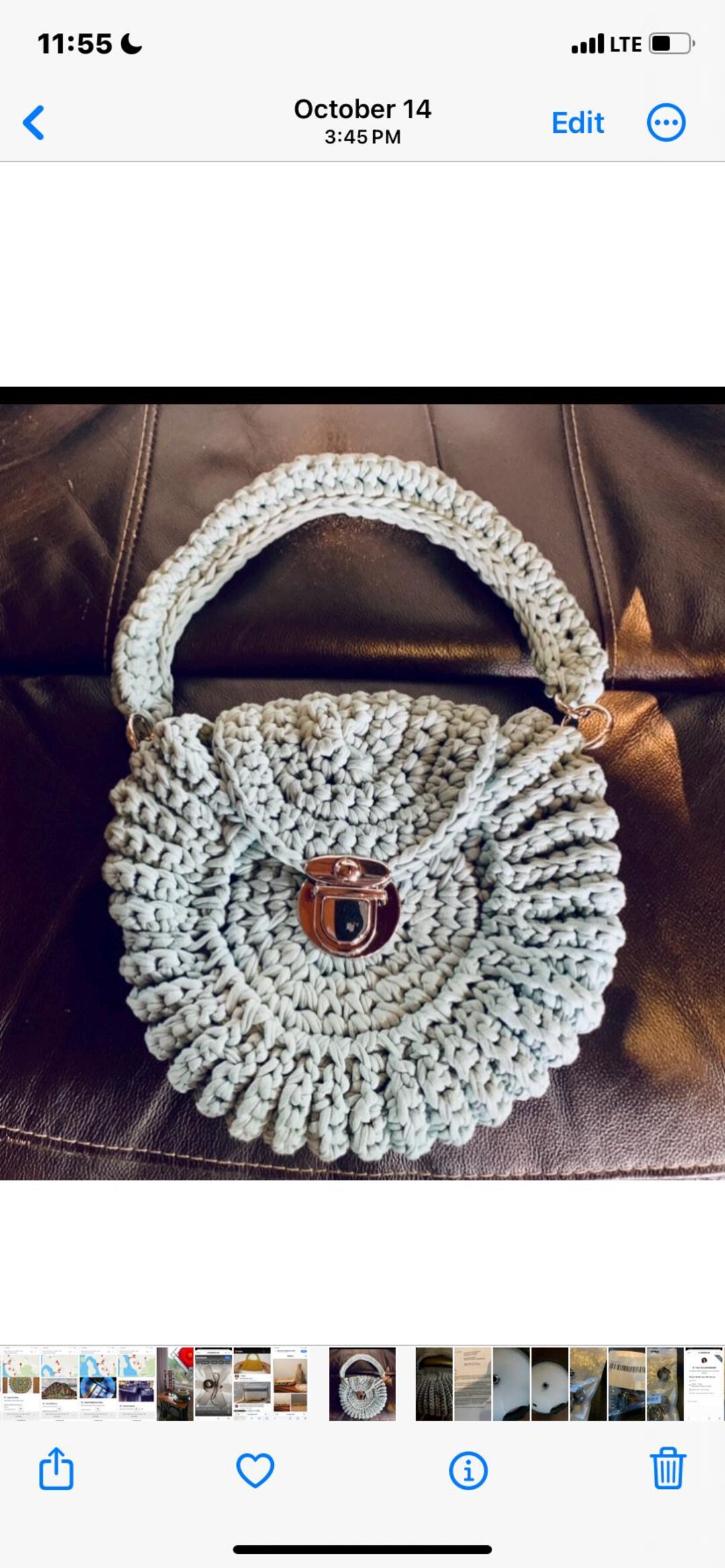 Hand Crocheted Teal Crochet Oreo Bag - Etsy