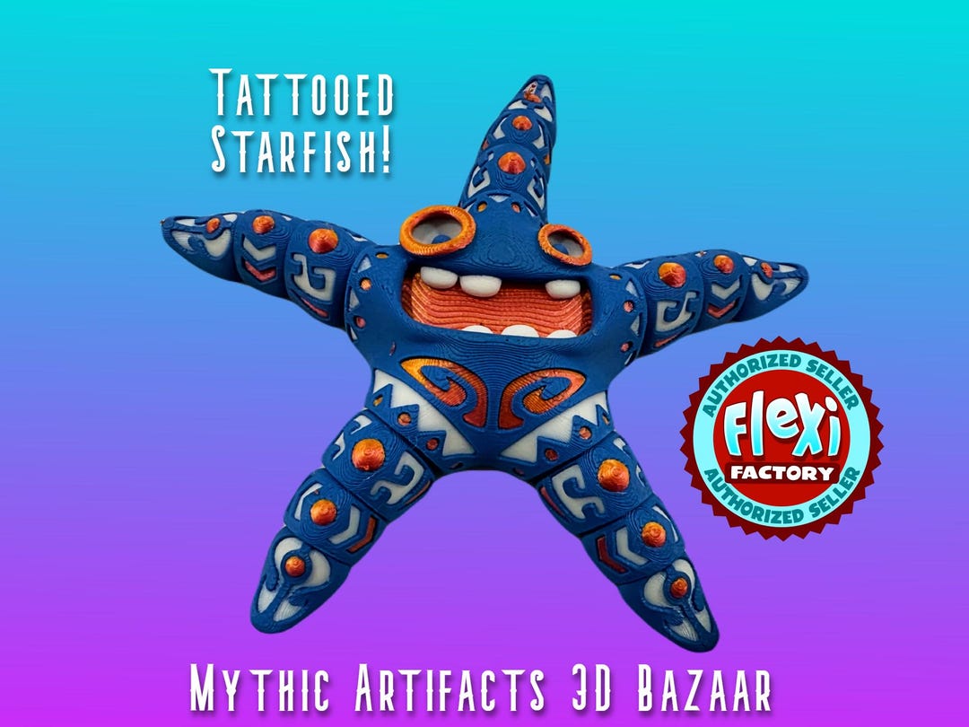 Tattooed Starfish Flexi - 3D Printed Articulated Fidget Toy - Design by ...