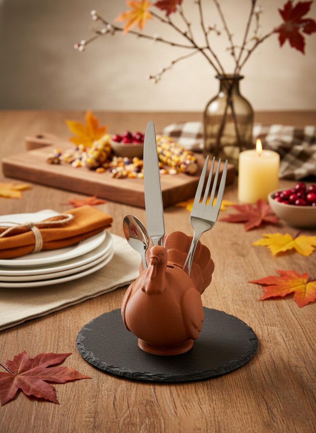 3D Printed Turkey Silverware Holder: Thanksgiving Table Decor - Etsy