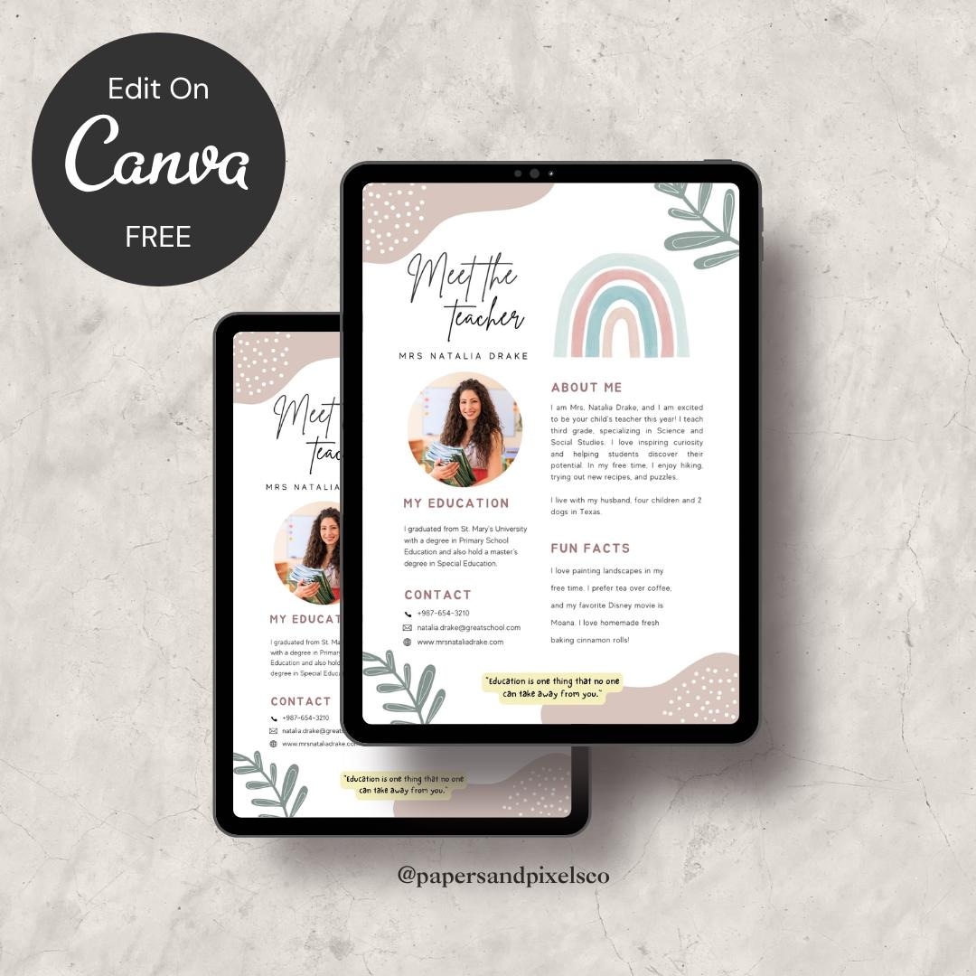 Boho Meet the Teacher Editable Canva Template, Classroom, Newsletter ...