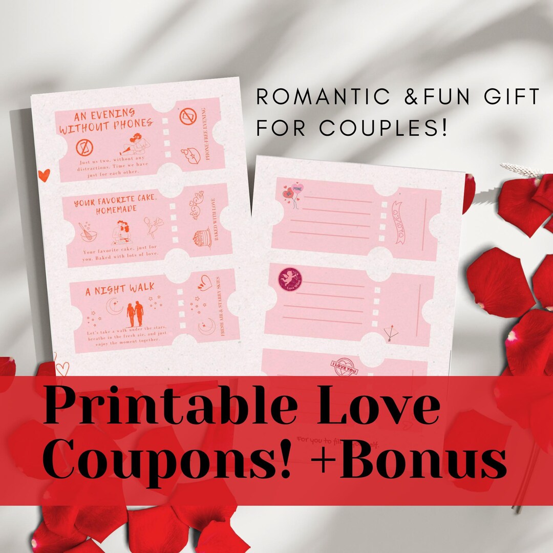 DIY Love Coupons | Printable Romantic Gift | 20 Editable Love Vouchers ...