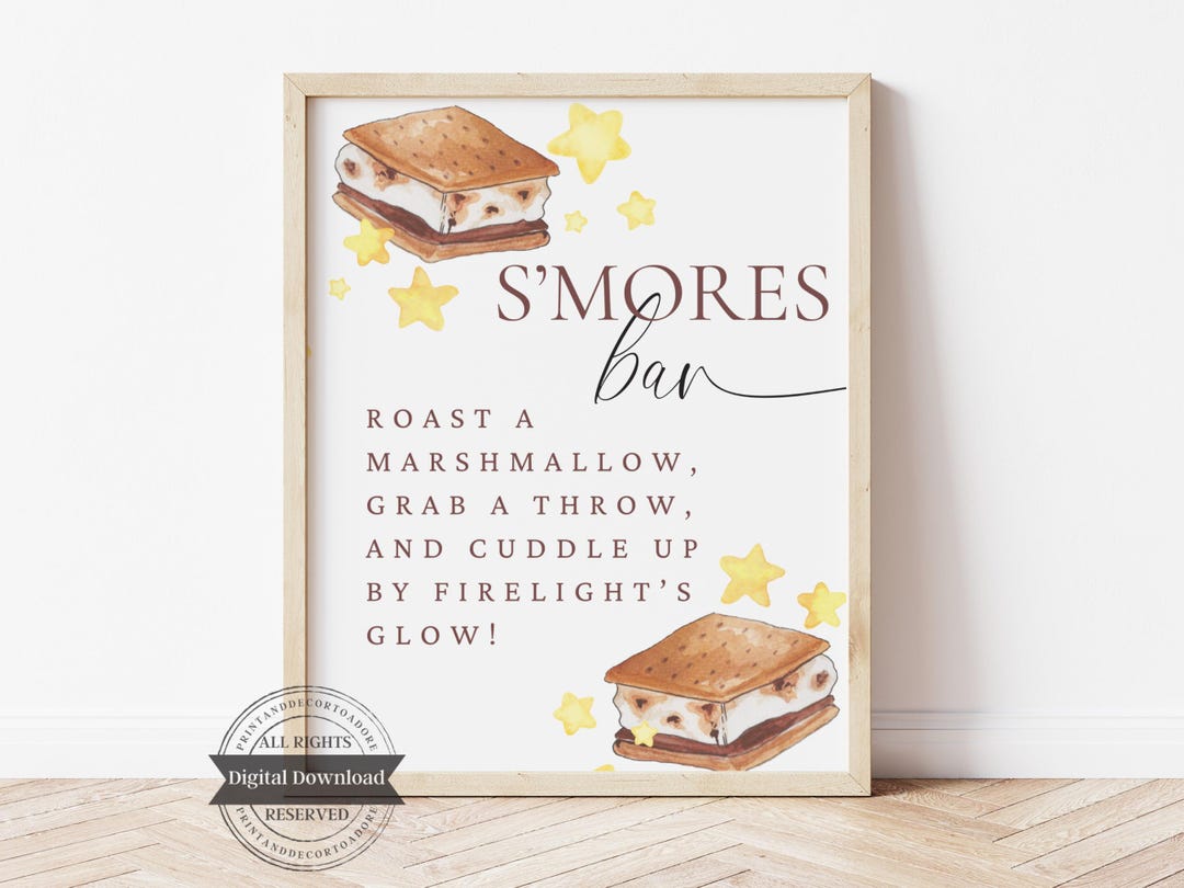 S'mores Bar Menu Sign, Printable Wall Art, Bonfire House Warming Decor ...