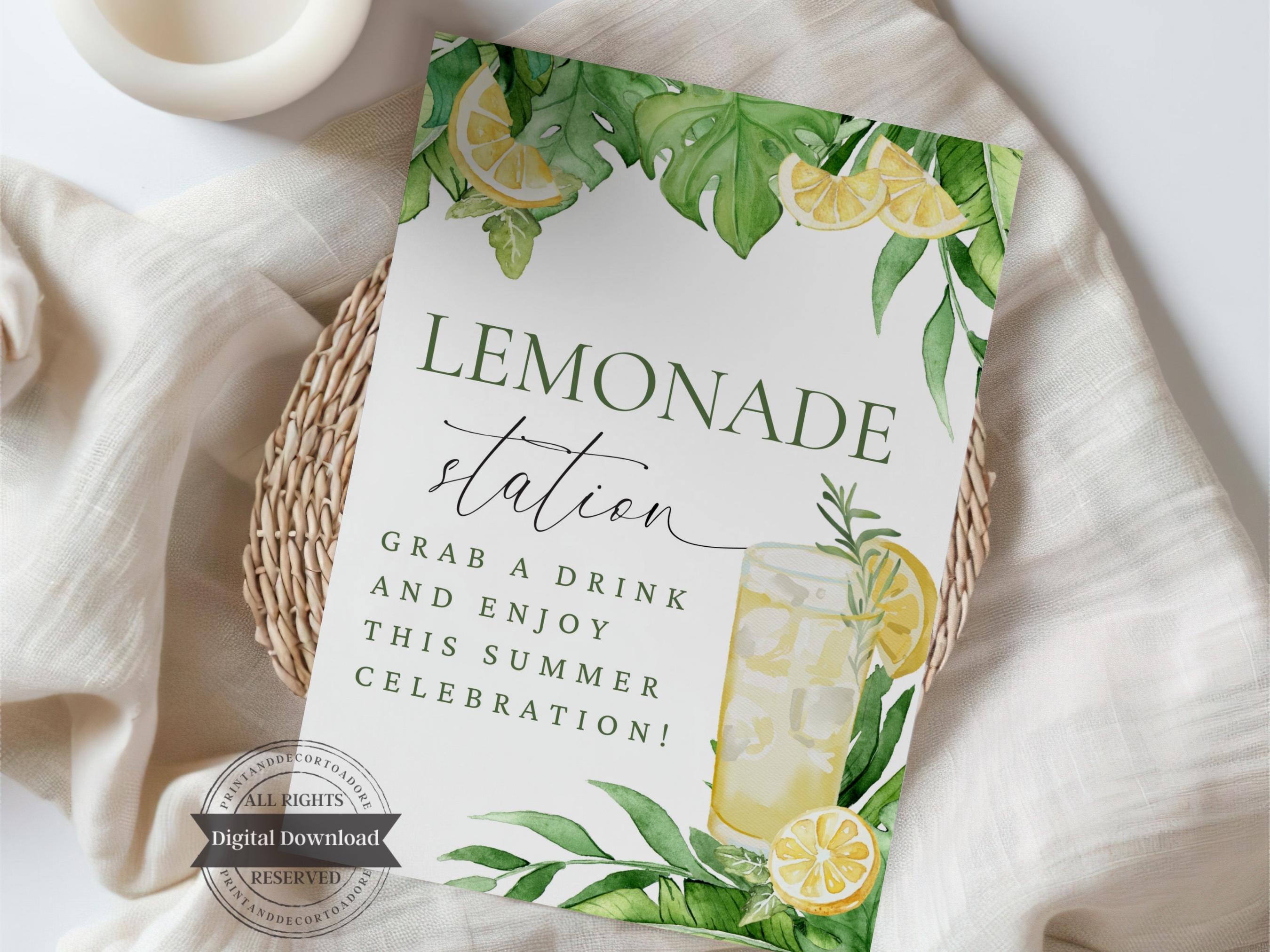 Lemonade Station Bar Sign, Mocktail Printable Poster, Non-alcoholic ...