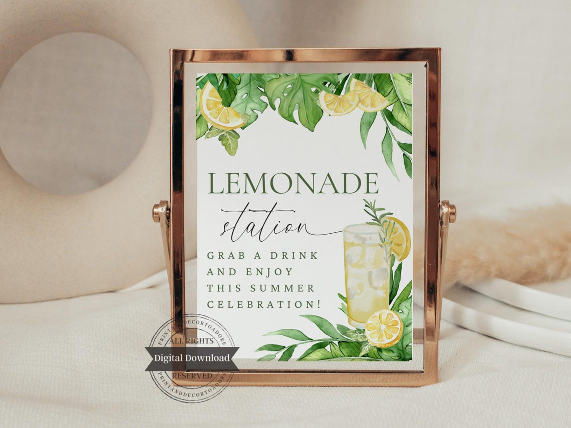 Lemonade Station Bar Sign, Mocktail Printable Poster, Non-alcoholic ...