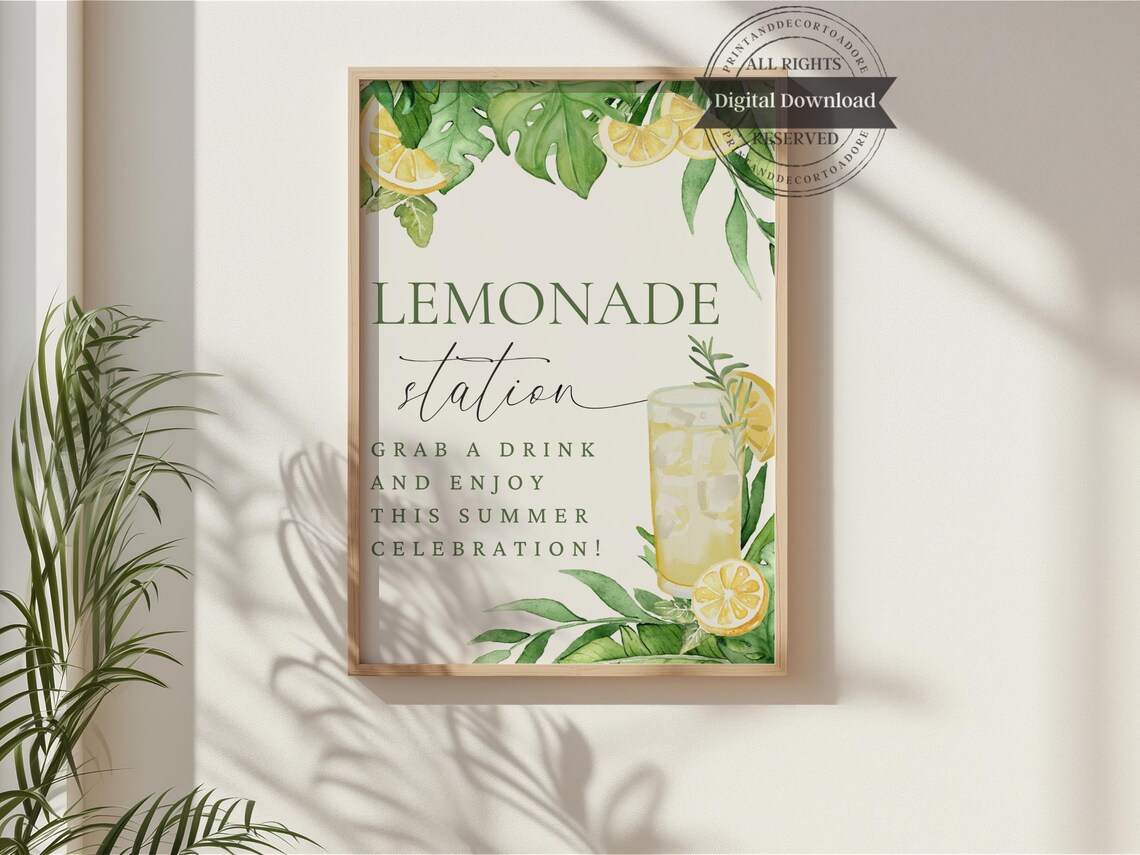 Lemonade Station Bar Sign, Mocktail Printable Poster, Non-alcoholic ...