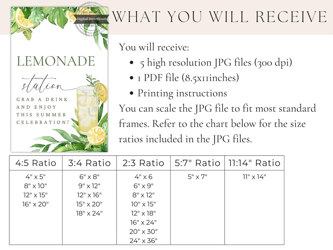 Lemonade Station Bar Sign, Mocktail Printable Poster, Non-alcoholic ...