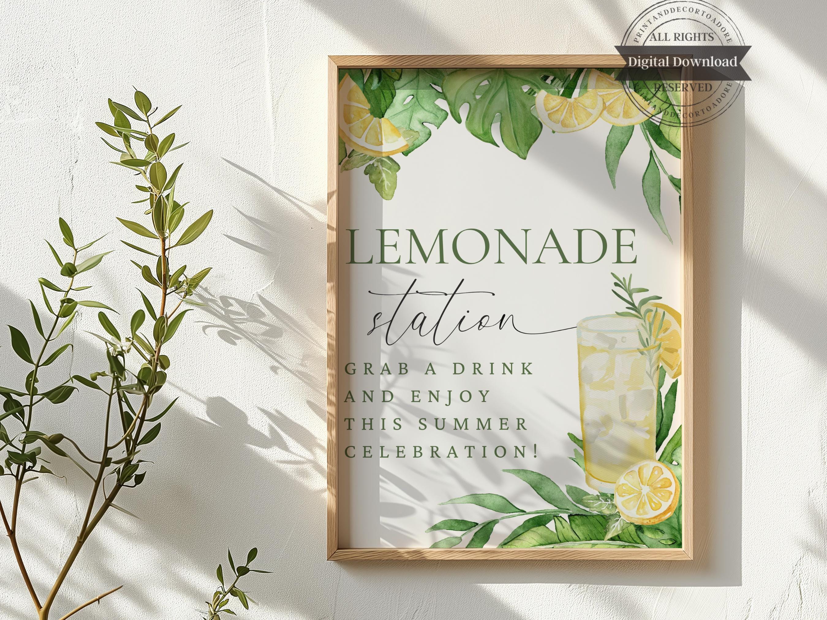 Lemonade Station Bar Sign, Mocktail Printable Poster, Non-alcoholic ...
