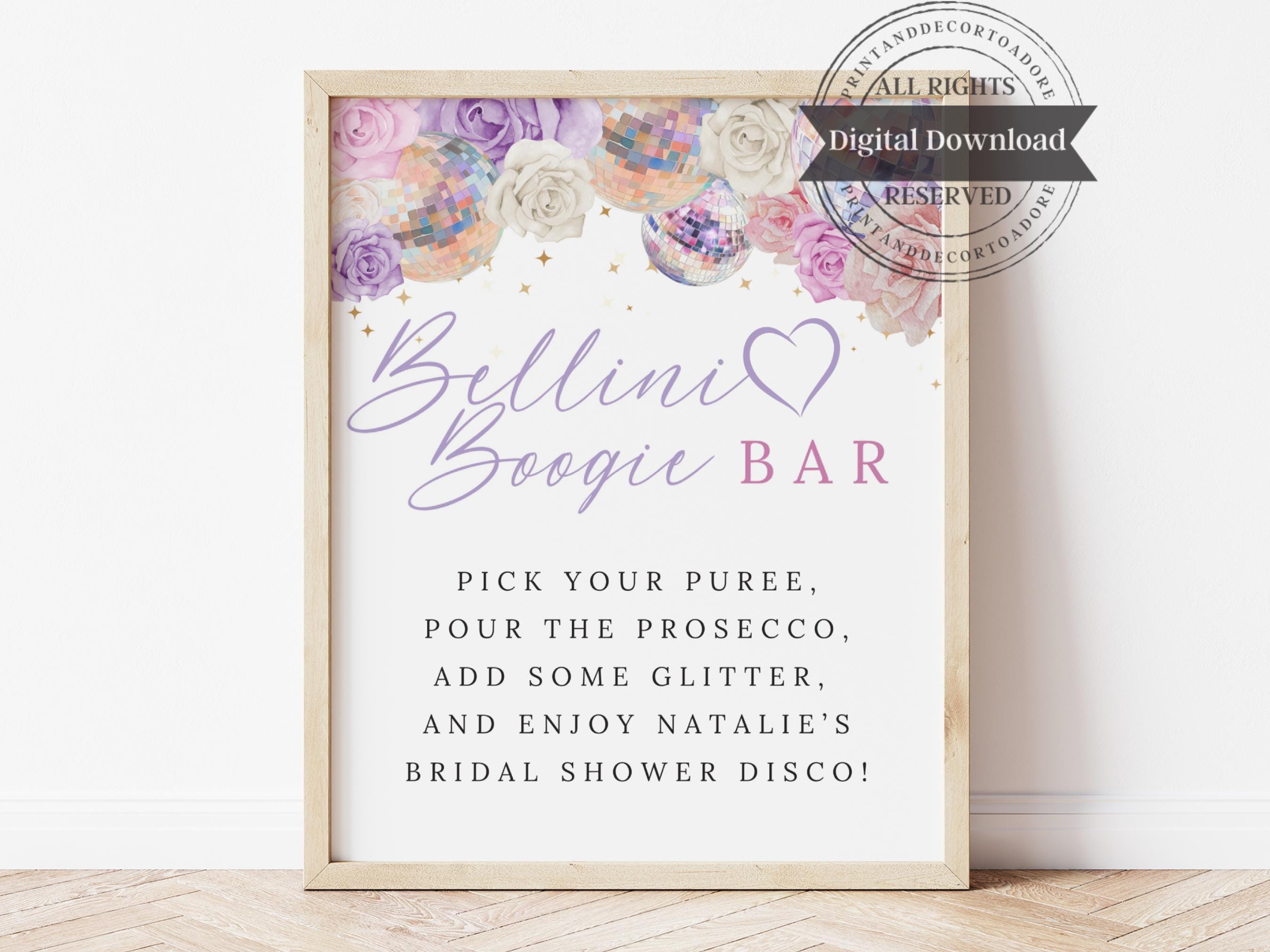 Editable Bellini Bar Disco Sign, Bubbly Bar, Prosecco Customizable ...