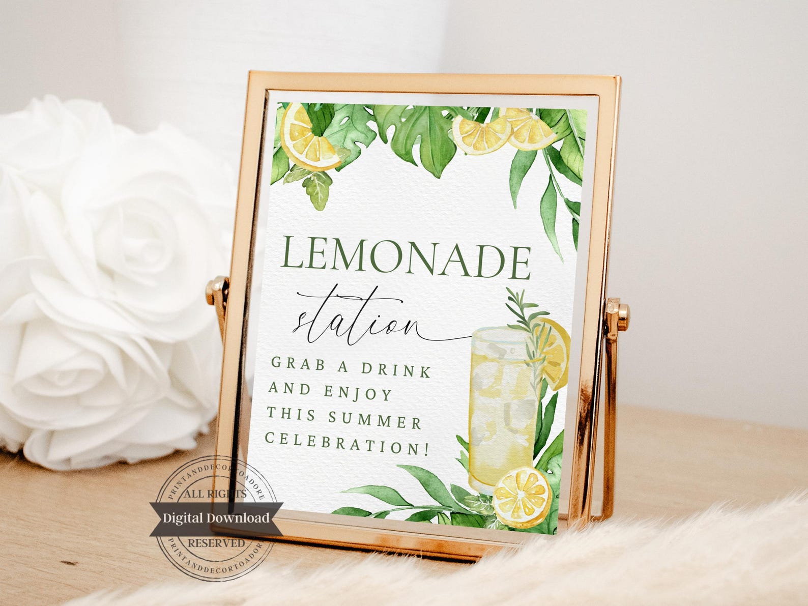 Lemonade Station Bar Sign, Mocktail Printable Poster, Non-alcoholic ...