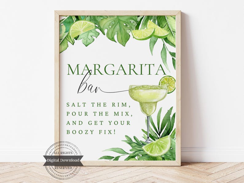 Margarita Station Bar Sign, Printable Cocktail Poster, Poem Poetry ...