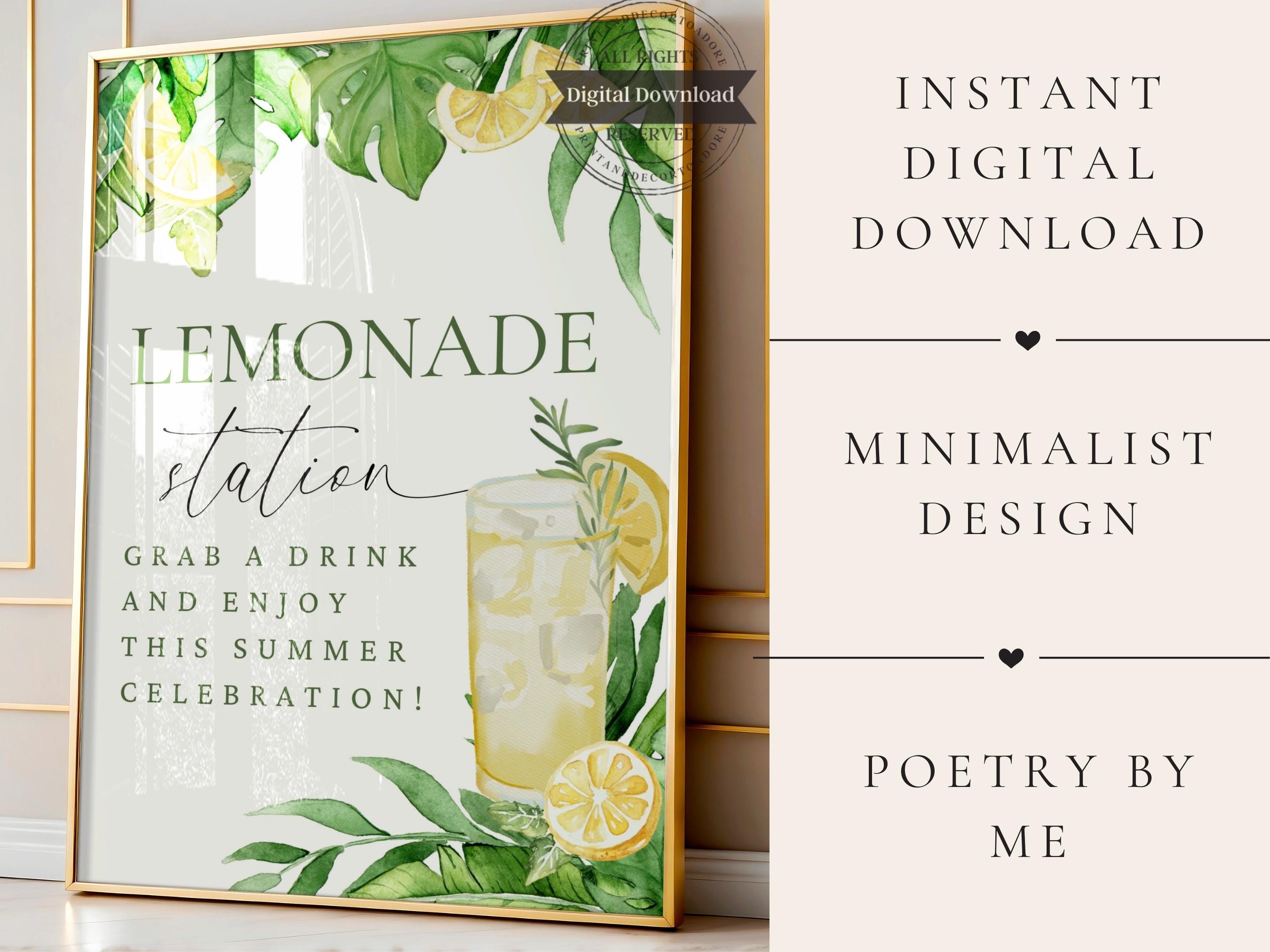Lemonade Station Bar Sign, Mocktail Printable Poster, Non-alcoholic ...