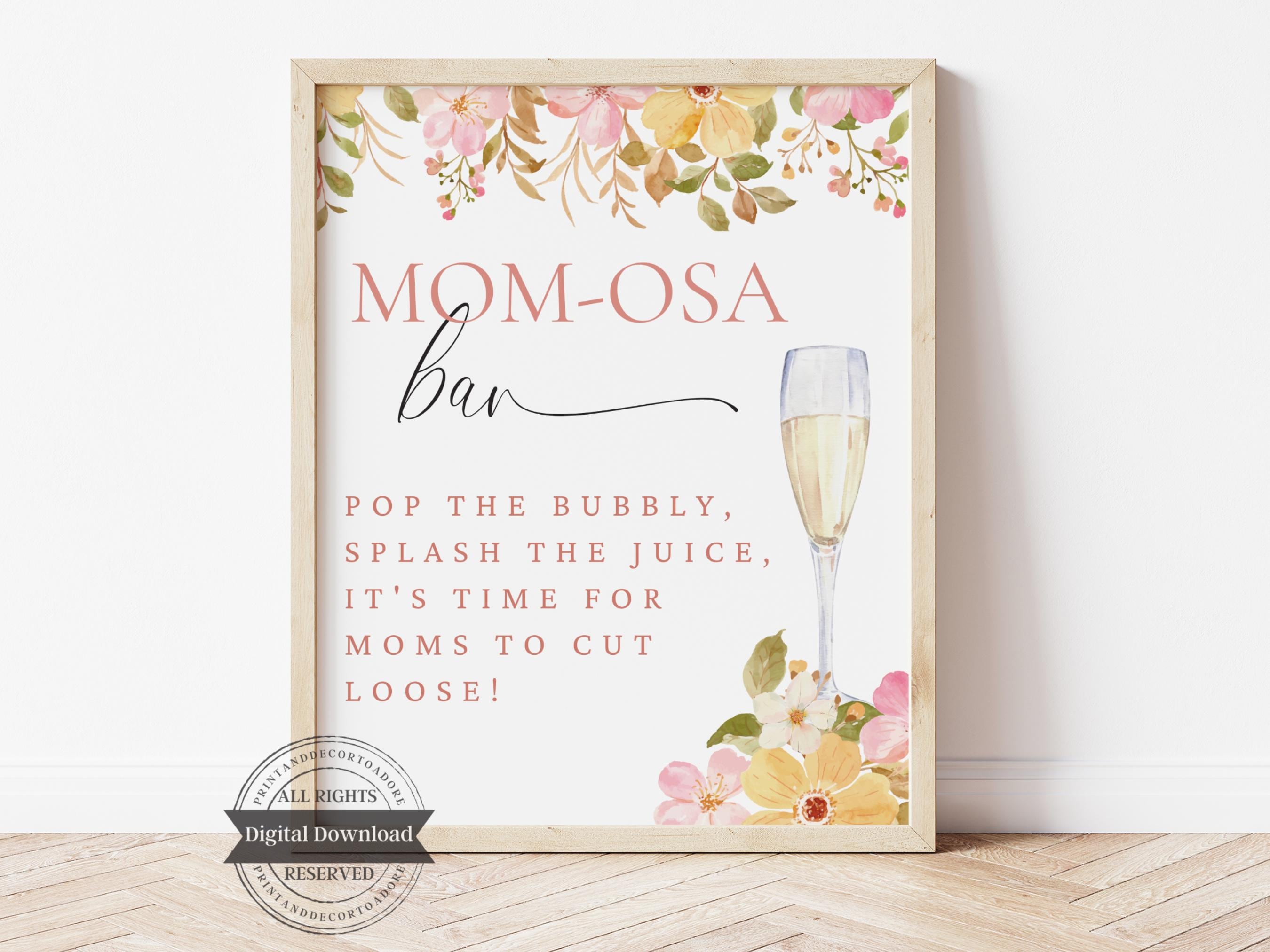 Mom-osa Bar Sign, Printable Mother's Day Brunch Cocktail Poster, Floral ...