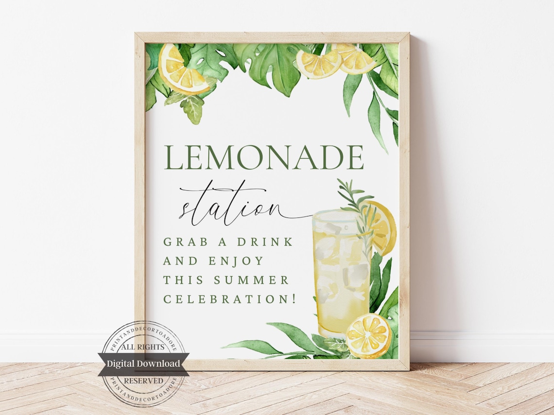Lemonade Station Bar Sign, Mocktail Printable Poster, Non-alcoholic ...