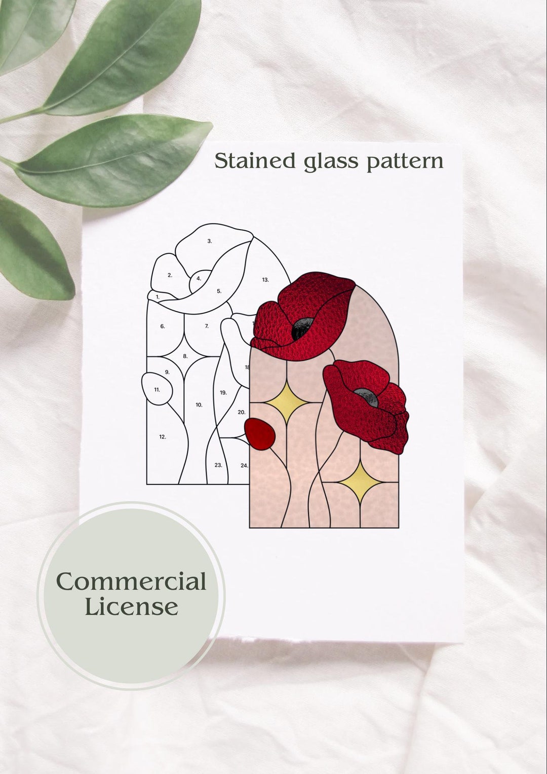 Poppy Stained Glass Pattern Flower, California Poppy Pattern, Glass ...