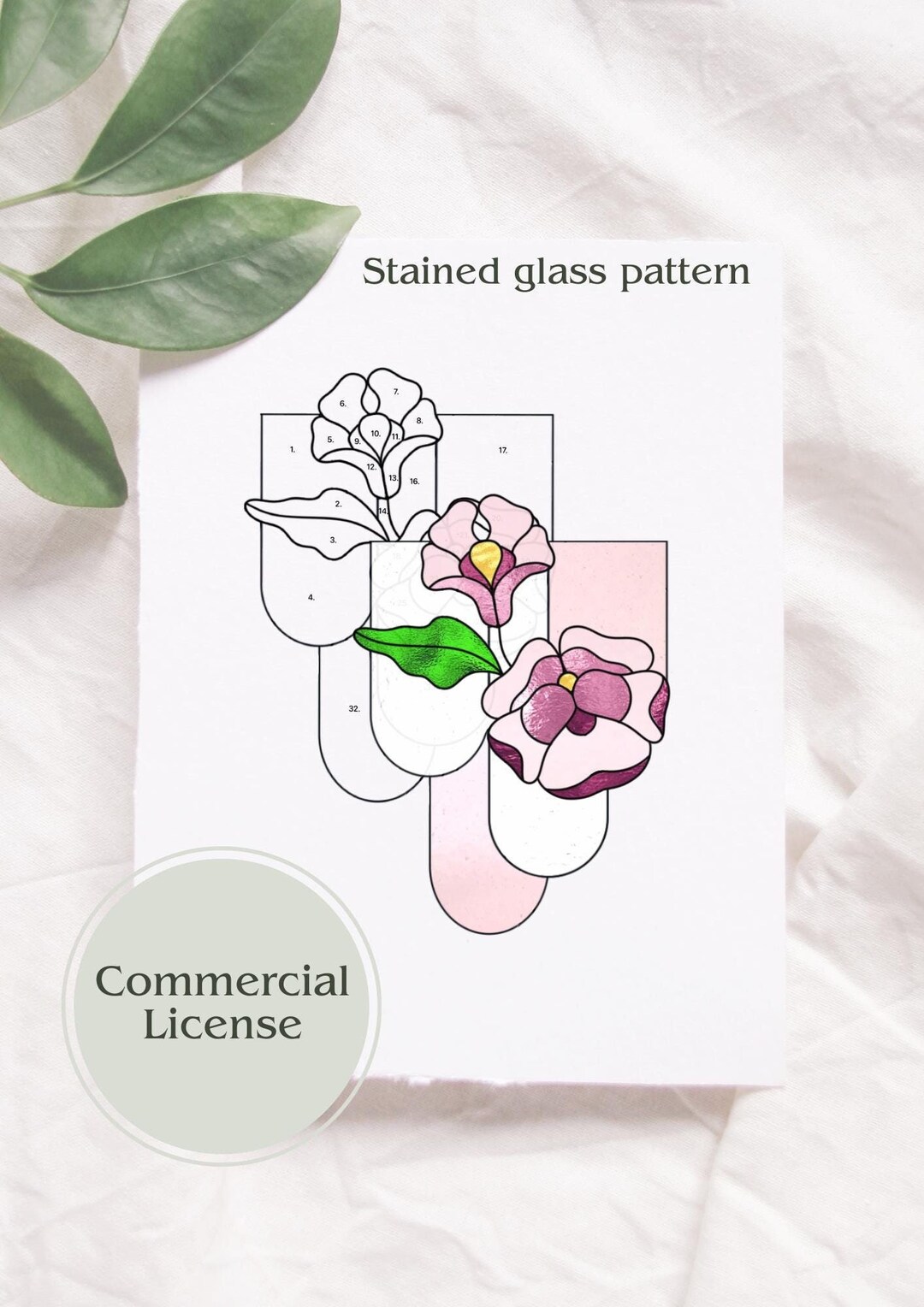 Floral Stained Glass Patterns, Glass Pattern Flower, DIY Stained Glass ...