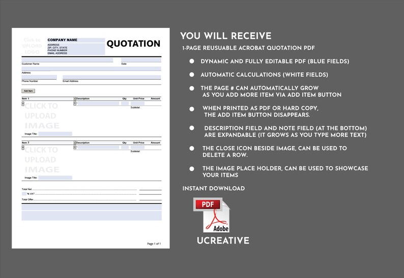 DYNAMIC QUOTATION TEMPLATE - Etsy