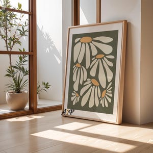 Retro Daisy Wall Art Boho Floral Digital Print Minimalist Flower Poster ...