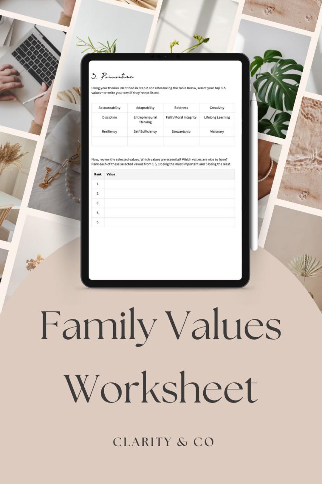 Family Values Worksheet - Etsy