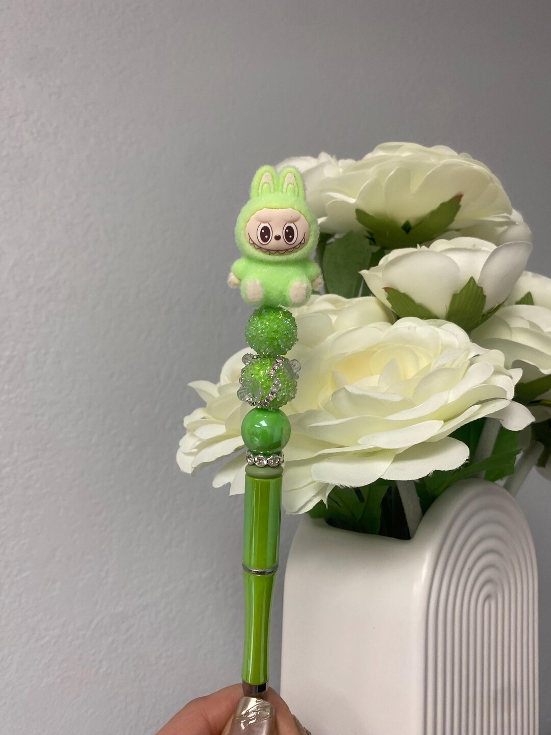 Green Labubu Beaded Pen - Etsy