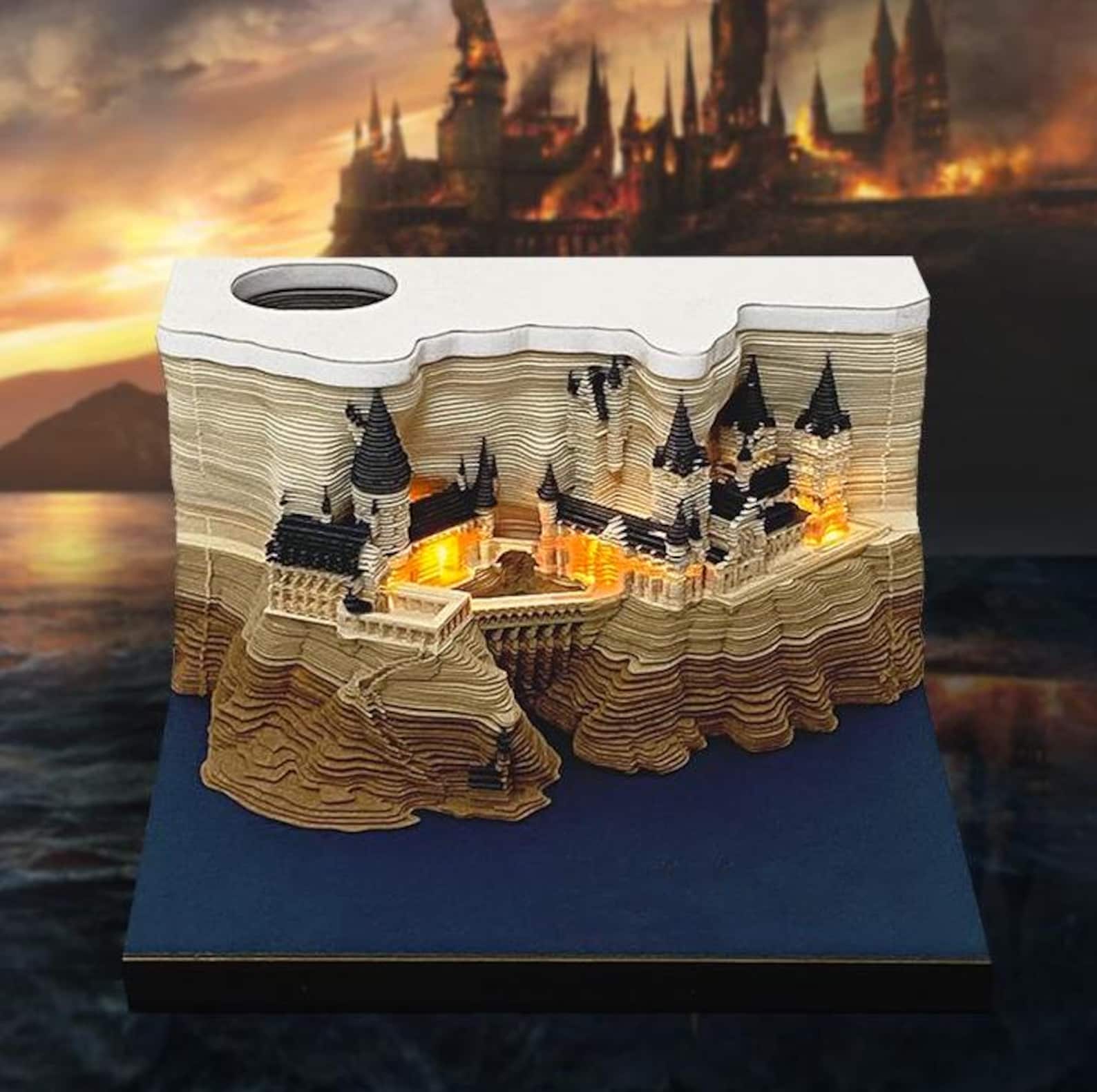 Wizard Castle Desk Calendar With LED Lights, Pen Holder & Bookmark - Etsy