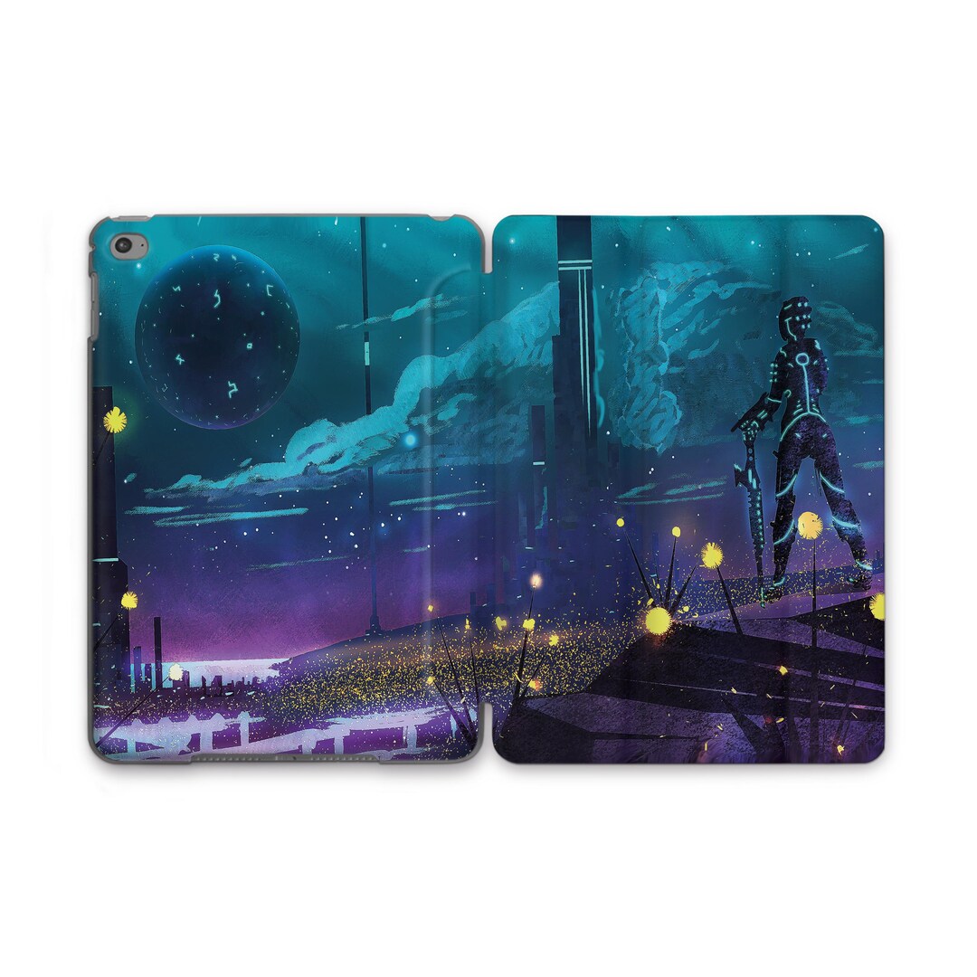 Futuristic Cyberpunk Cityscape Neon Lights Night iPad Case iPad Air 5 ...
