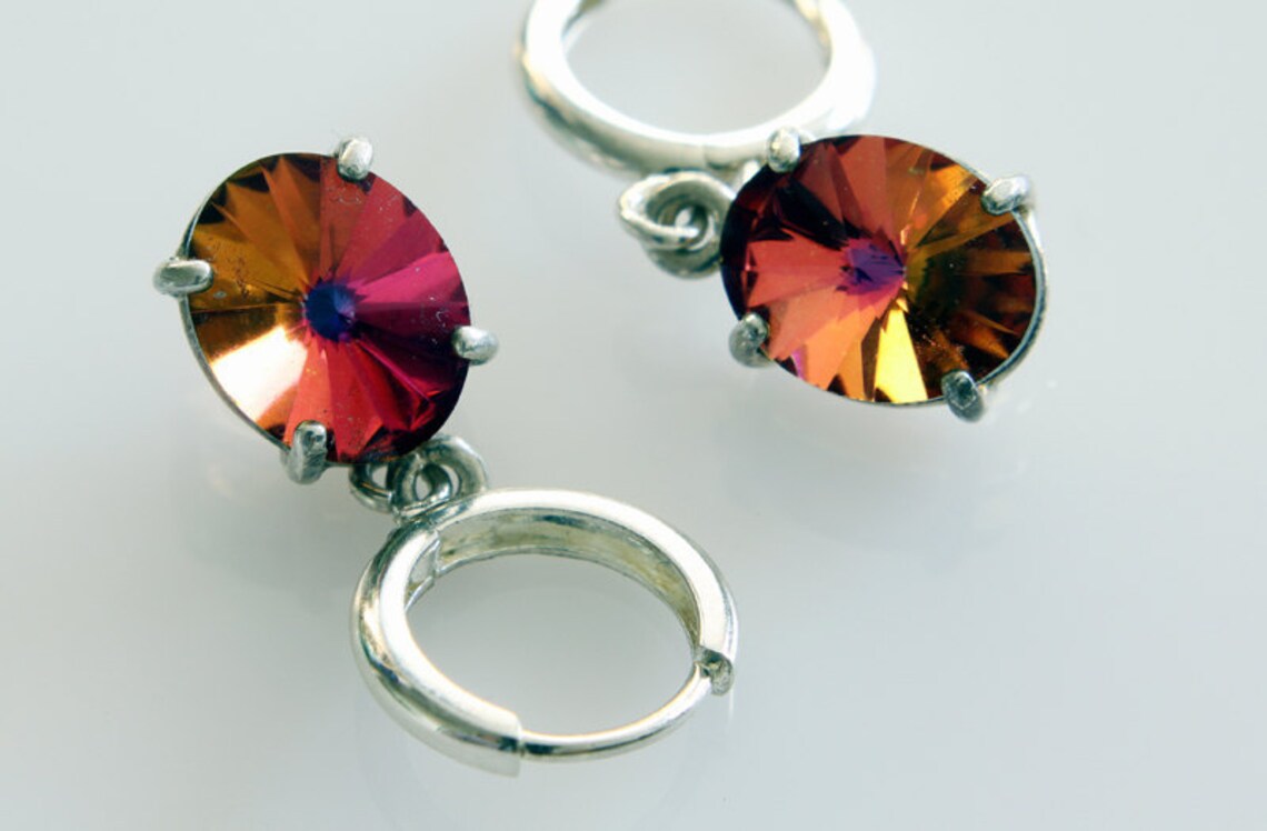 Swarovski Rivoli Earrings Oval Rivoli Crystals Dangle - Etsy