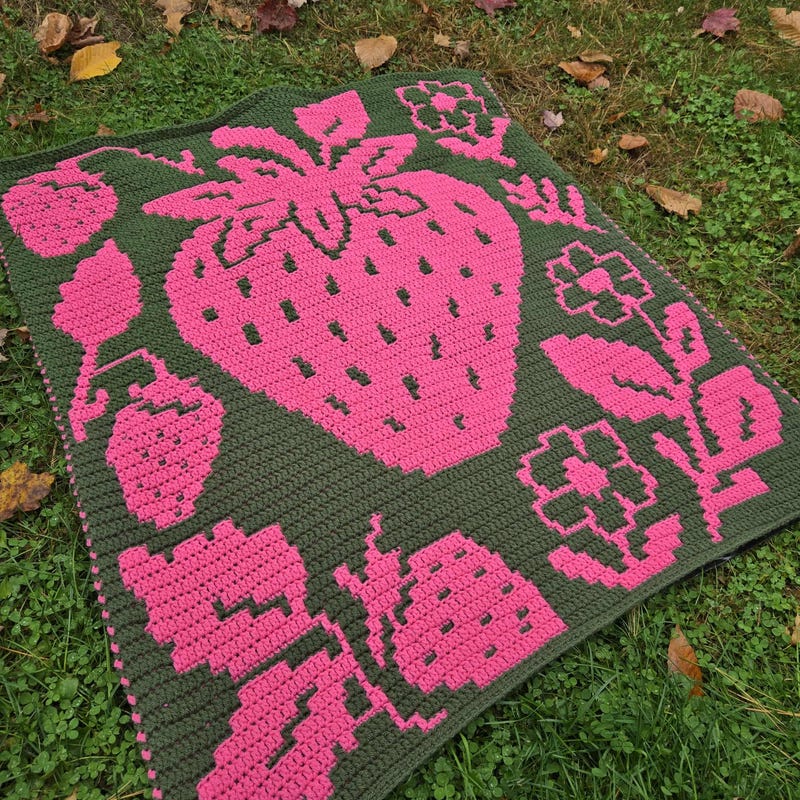 Strawberry Mosaic Blanket - Etsy