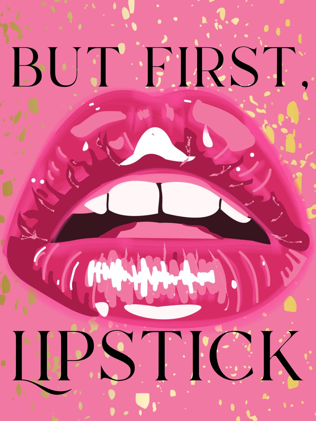 Pink Glam Lips Poster, Lipstick Poster, Makeup Lover Decor, Bold Lip ...
