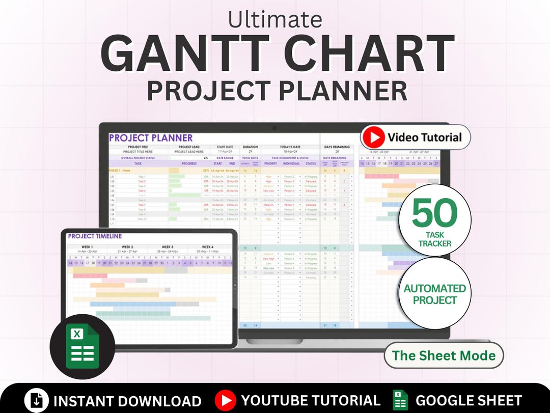 Ultimate Gantt Chart Project Planner | Automated Excel and Google ...