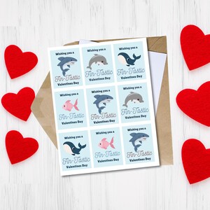 Ocean Valentine's Day Tags, Editable Template Digital Download, Cute ...