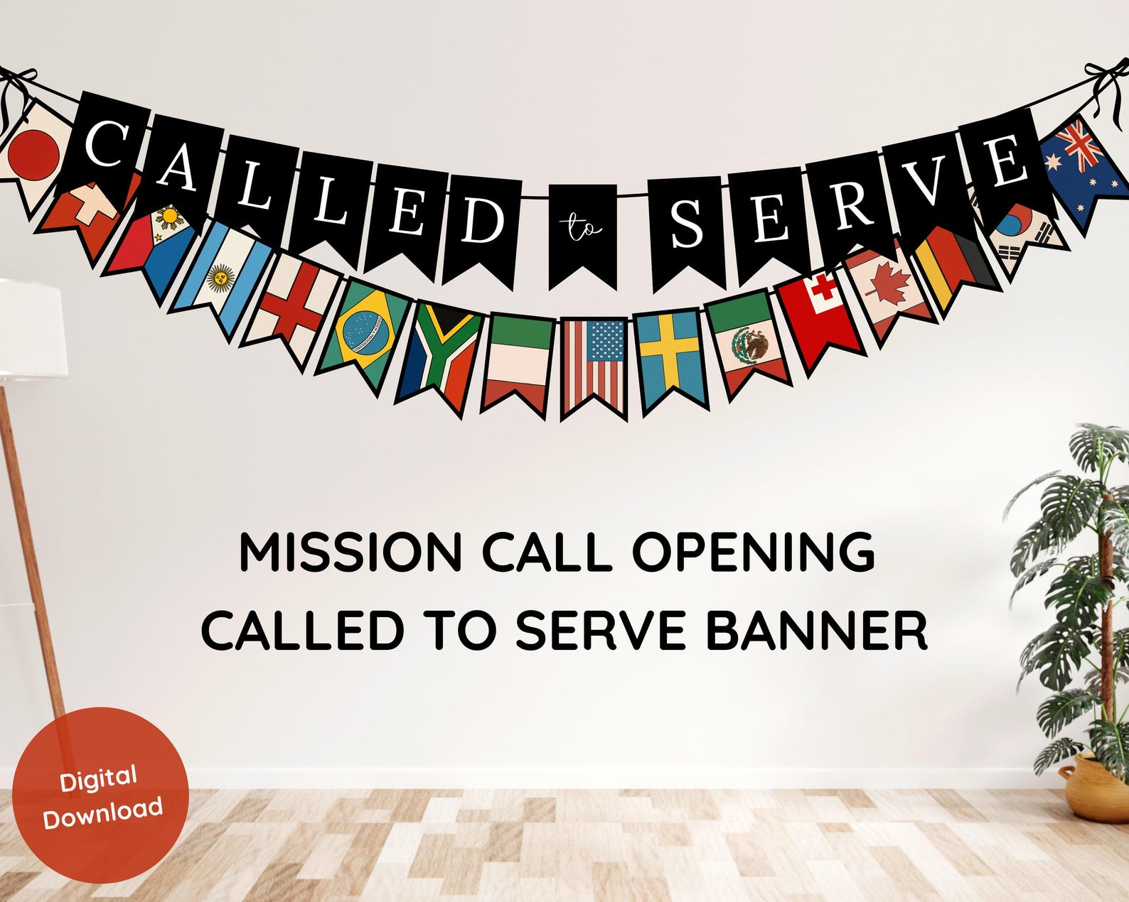 LDS Mission Call Opening Banner, Flag Garland, Called to Serve LDS ...
