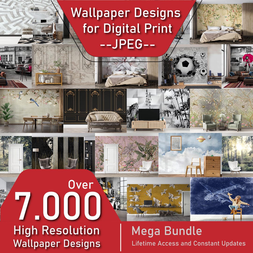7000 Wallpaper Designs, Bundle Designs, Digital Print Wallpaper Mural ...