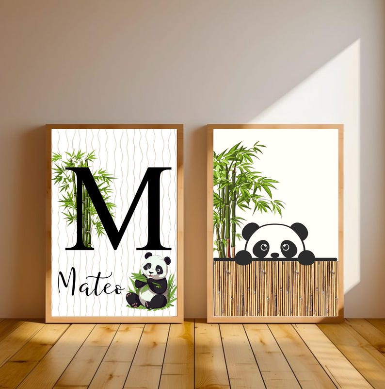 Personalized Panda Nursery Art | Jungle Animal Prints (digital Download ...